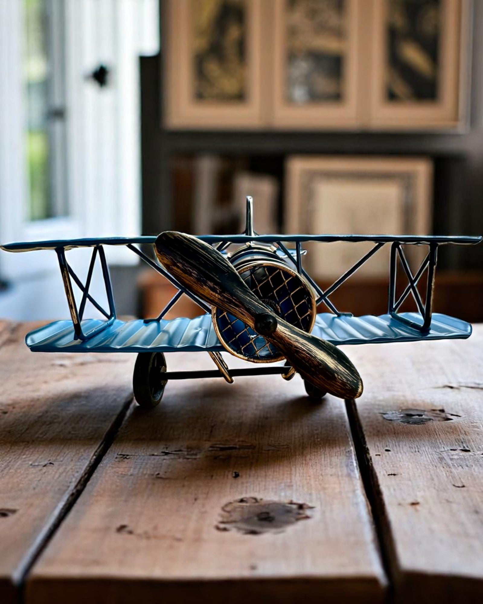 Metalmodel af flyet Blue Baron – retro, som gave, med mulighed for gra ...